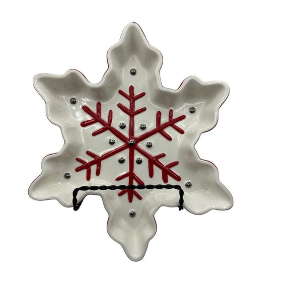 Hallmark | Holiday | Hallmark Snowflake Red White Silver Ceramic ...